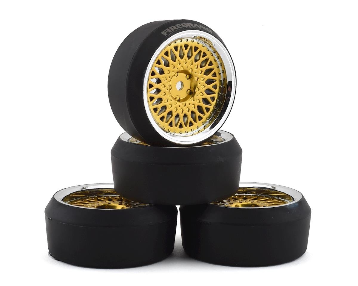 Firebrand RC Crownjewel XDR3 5° Pre-Mounted Slick Drift Tires (4) (Gol ...